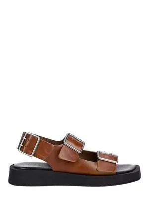 SUMMERY COPENHAGEN Buckle-detail Platform Sandals - Brown