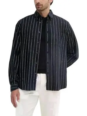 BOSS Pinstripe Logo Shirt - Blue