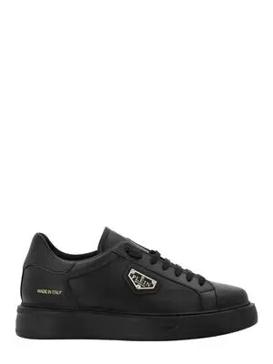 Philipp Plein Logo-plaque Leather Trainers - Black