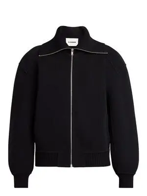 JIL SANDER Ribbed-collar Full-zip Sweatshirt - Black