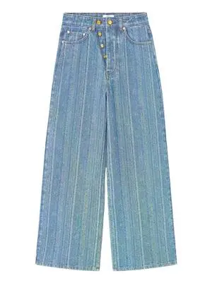 GANNI Horizontal-Pattern Deconstructed Jeans