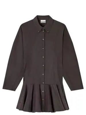 GANNI Button-down Ruffled Dress - Brown