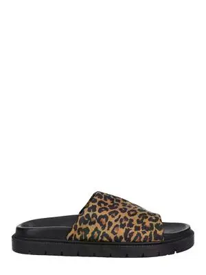SUMMERY COPENHAGEN Leopard-print Flat Sandals - Black