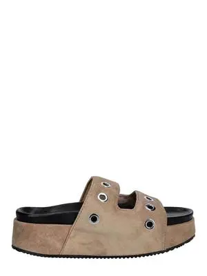 Inuikii Platform Slides With Eyelet Detailing - Brown