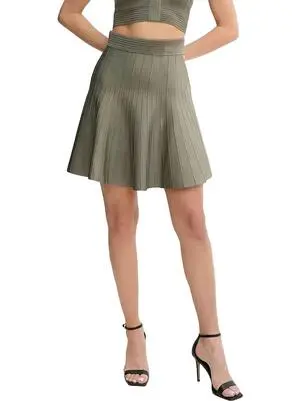 Guess Ribbed Flared Mini Skirt - Green