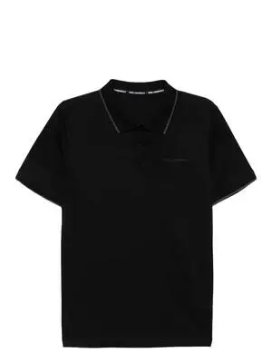 Karl Lagerfeld Logo Cotton Polo Shirt - Black