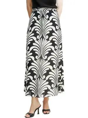 Luisa Spagnoli Floral Print Midi Skirt - Black