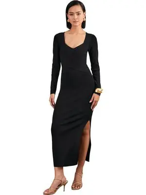 REISS Knitted Wrap-front Midi Dress - Black