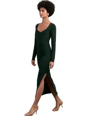 REISS Knitted Wrap-front Midi Dress - Green