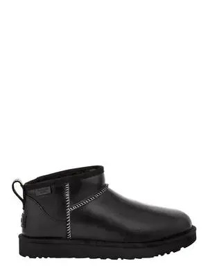 UGG Classic Ultra Mini Leather Regen Boots - Black