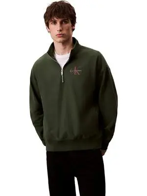 Calvin Klein Premium Terry Relaxed Quarter Zip Sweatshirt - Sycamore