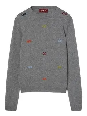 Gucci Fine Cashmere Sweater With Intarsia - Grey