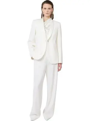 Max Mara Gabardine Wool Blazer - White