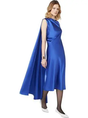Max Mara Silk Satin Midi Cocktail Dress - Cornflower Blue