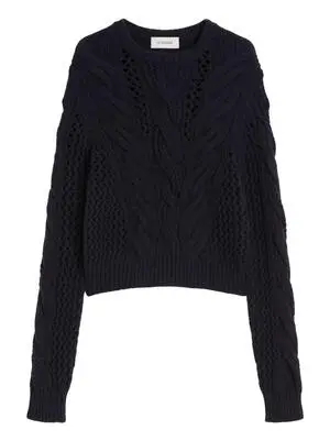 Max Mara Cable-knit Crew-neck Sweater - Oil