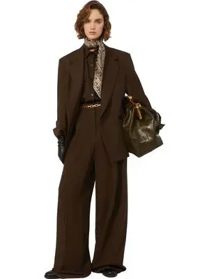 Max Mara Wool Twill Straight Fit Blazer - Dark Brown