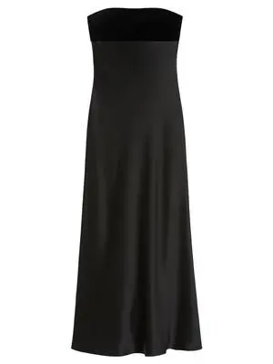 Max Mara Enver Satin And Velvet Bustier Gown - Black