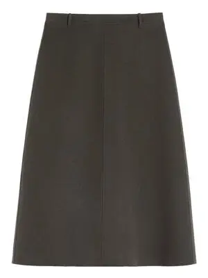 Max Mara Flared Wool Broadcloth Skirt - Green