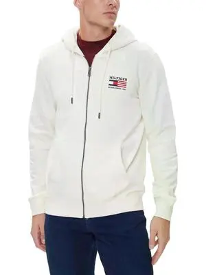 Tommy Hilfiger Embroidered-logo Zip Up Hoodie - White