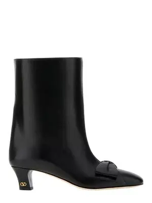 Valentino Garavani 50mm Bowow Leather Ankle Boots - Black