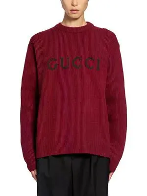 Gucci Crew-neck Logo Sweater - Red