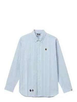 FINGERCROXX Logo-patch Striped Shirt - Blue