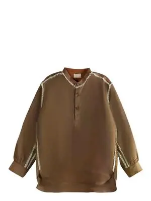 COMMUNS Frayed Detail Blouse - Brown