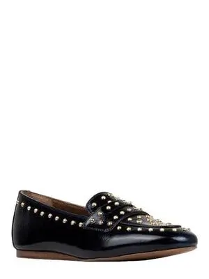 DONALD PLINER Studded Leather Loafer - Navy