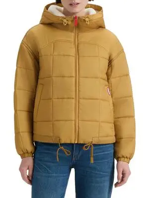Hunter Crinkle Puffer Jacket Gold Sand