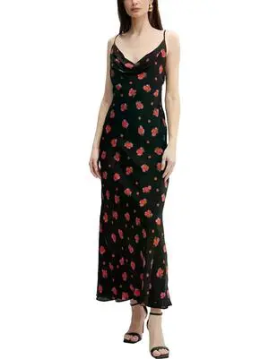 Bardot Floral-print Midi Dress - Black
