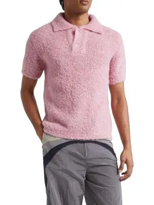 ERL Gender Inclusive Alpaca Blend Polo Sweater - Pink