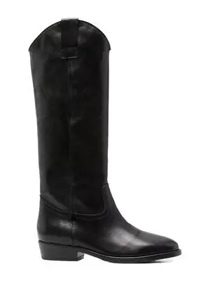 CURIOSITÈ 30mm Leather Knee-high Boots - Black
