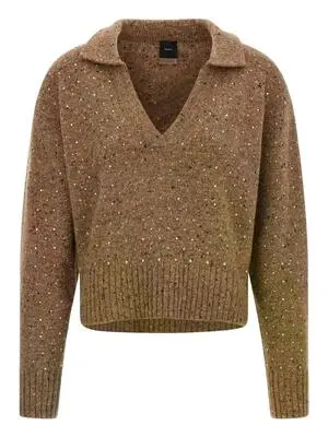 Pinko Nibani Rhinestone-embellished Sweater - Brown
