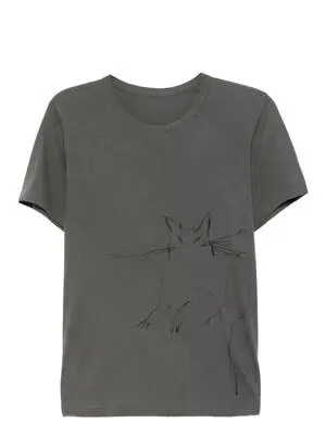 Y’s Animal Print Cotton T-shirt - Grey