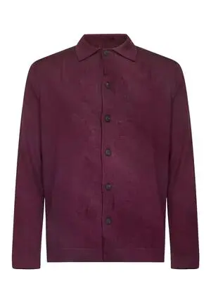 D4.0 Ribbed-collar Button Shirt - Purple