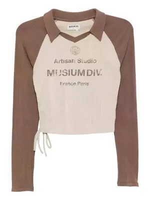 MUSIUM DIV. Logo-print Collar-embellished T-shirt - Neutrals