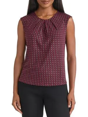 KASPER Pleated Sleeveless Top - Shiraz Multi