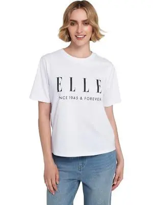 ELLE COLLECTION Graphic Tee T-shirt - White/black