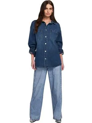 ELLE COLLECTION Feather Soft Denim Shirt - Washed Indigo