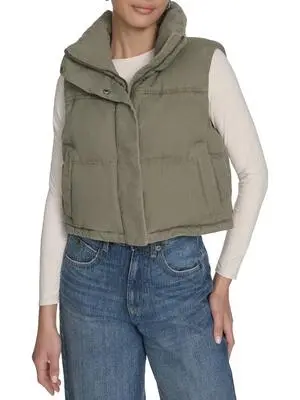 LEVI'S Cotton Crop Puffer Vest - Light Olive