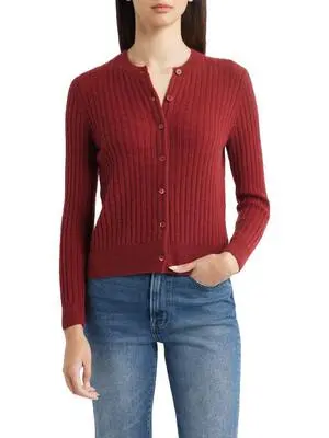 DÔEN Danae Rib Cashmere Cardigan - Malbec