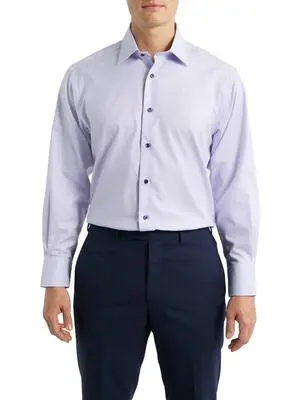 David Donahue Regular Fit Micro Dobby Dress Shirt - Berry
