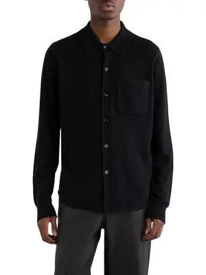 Dries Van Noten Monaco Cashmere Button-up Shirt - Black