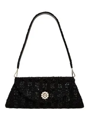 Simone Rocha Valentine Glitter Tweed Shoulder Bag - Black