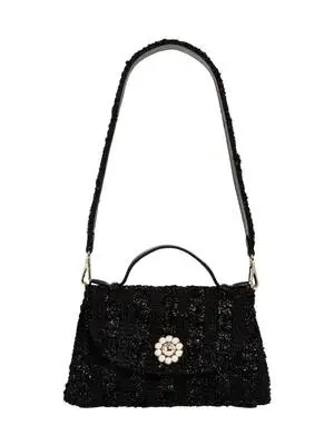 Simone Rocha Valentine Tweed Shoulder Bag - Black