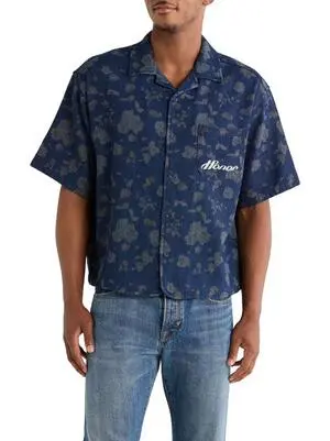 HONOR THE GIFT Floral Indigo Twill Camp Shirt - Blue