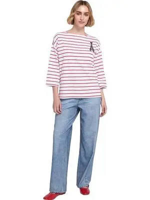 ELLE COLLECTION Striped Graphic Tee - Red/white