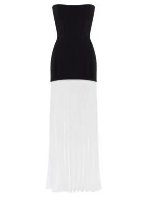 MILLA Parisienne Strapless Pleated Dress - Black&white