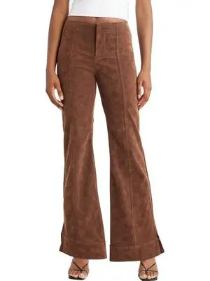 Free People Faux Suede Kick-flare Pants - Shaved Chocolate