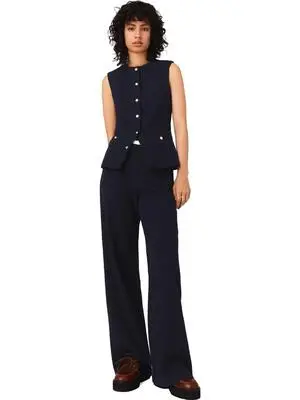 Maje Cotton Tweed Trousers - Navy